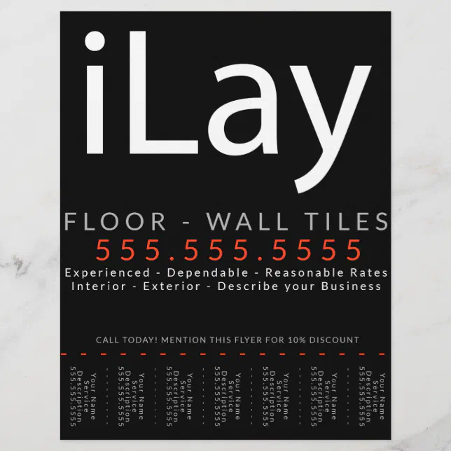 iLay. Wall Floor Tiling Tiler Renovation Tearsheet Flyer | Zazzle