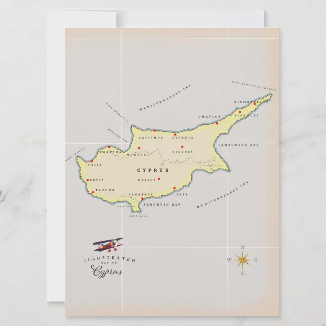 Illustrated map of Cyprus. | Zazzle