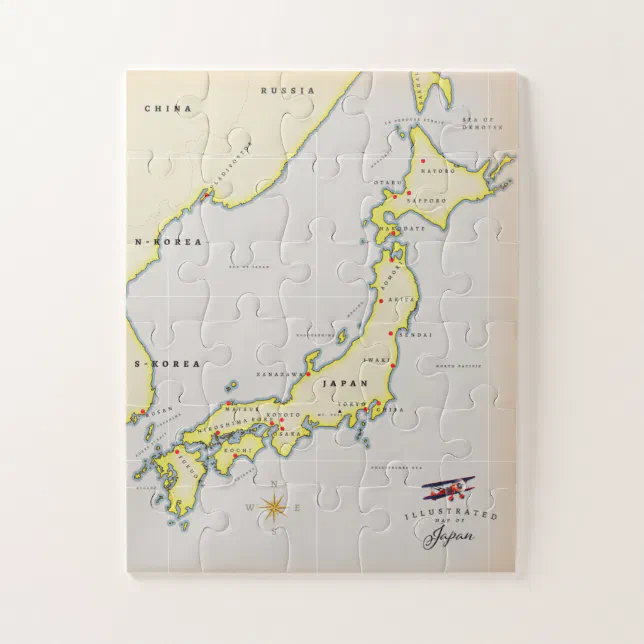 Illustrated map of Japan Jigsaw Puzzle | Zazzle