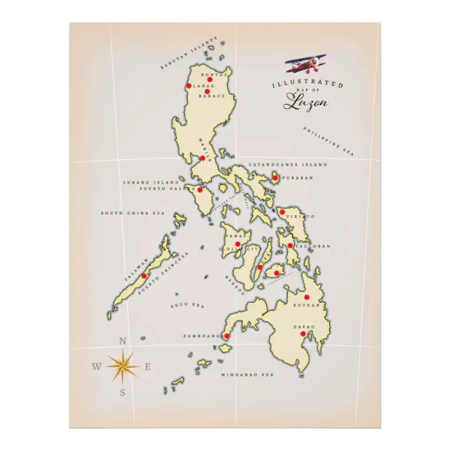 Illustrated map of Luzon Philippines map Photo Print | Zazzle
