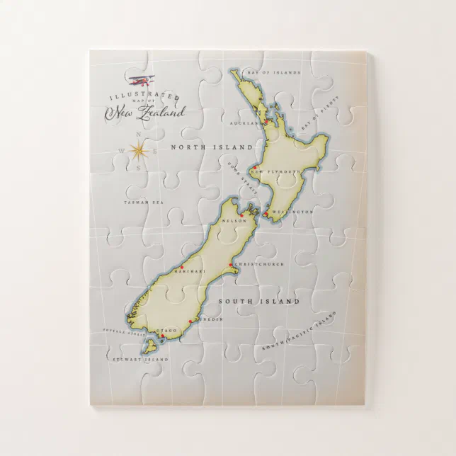 Illustrated map of New Zealand Jigsaw Puzzle | Zazzle