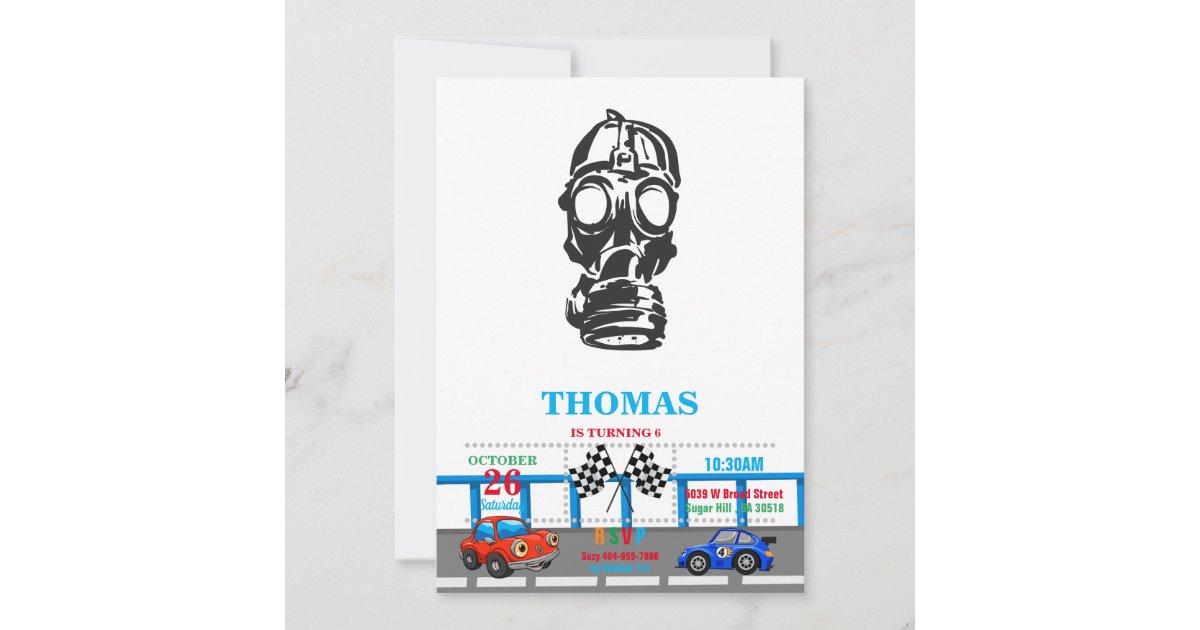 illustration hand drawn of sketch Gas mask Invitation | Zazzle