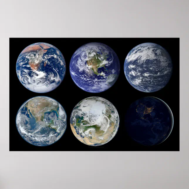 Image Comparison Of Iconic Views Of Planet Earth. Poster | Zazzle