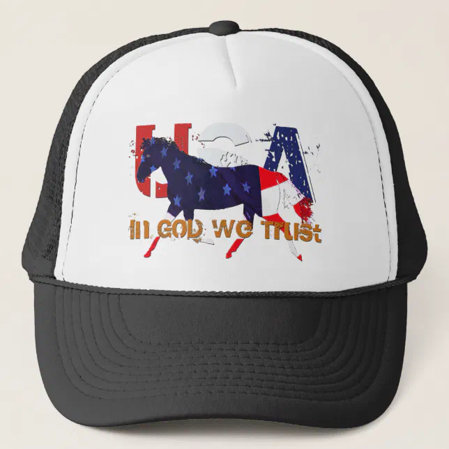 In God We Trust-Patriotic Horse Trucker Hat | Zazzle