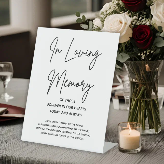 In Loving Memory Custom Names Wedding Memorial Pedestal Sign | Zazzle