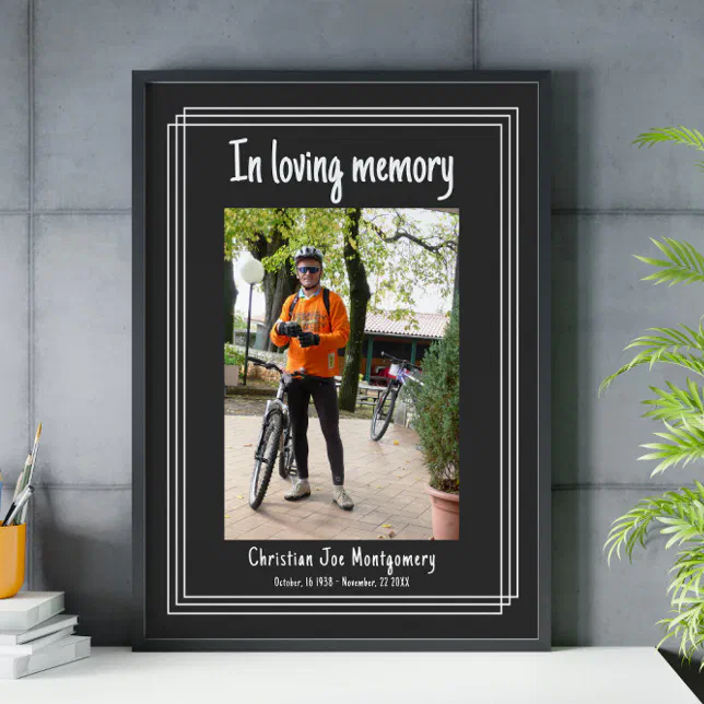 In loving memory Dark Grey Photo Funeral Poster | Zazzle
