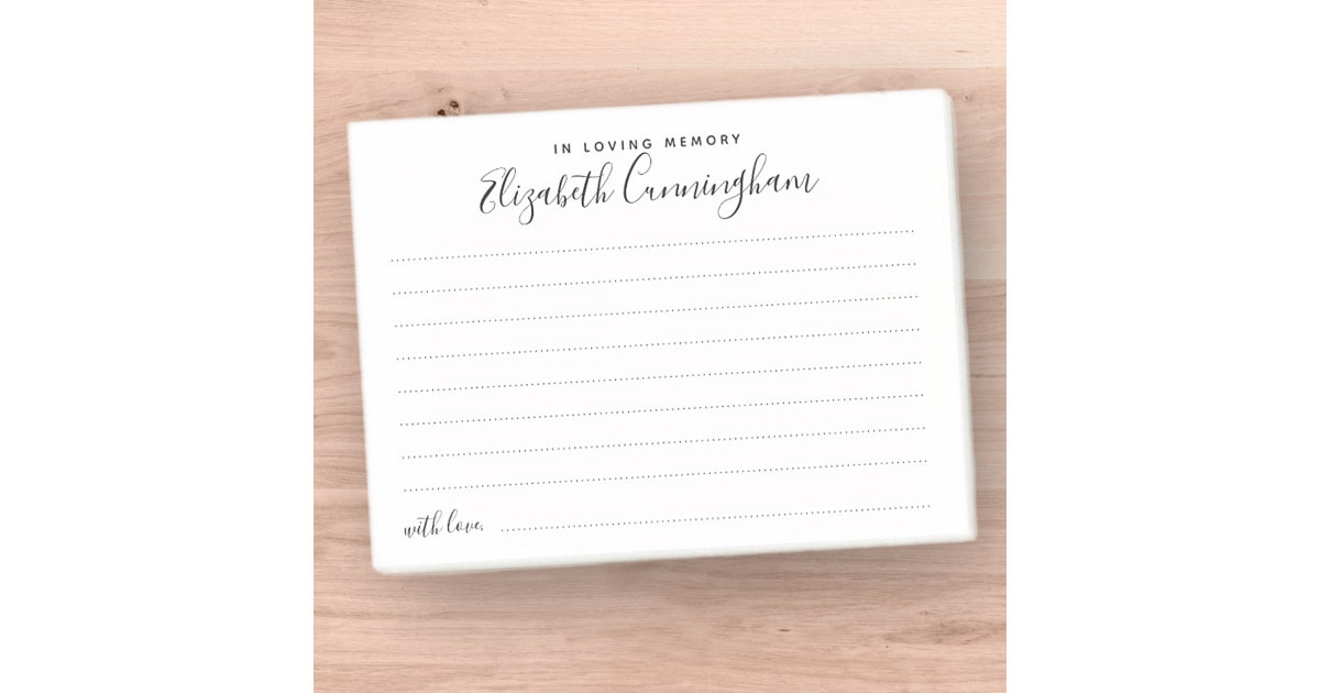 In Loving Memory Funeral Elegant Share a Memory Post-it Notes | Zazzle