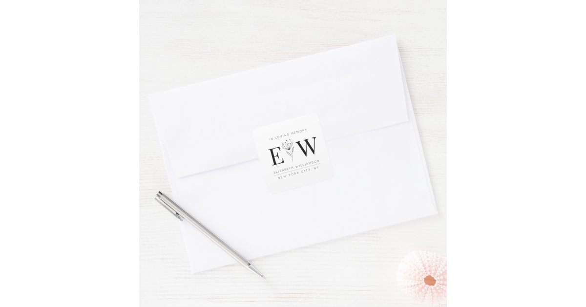 In Loving Memory Memorial Modern Simple Foliage Square Sticker | Zazzle