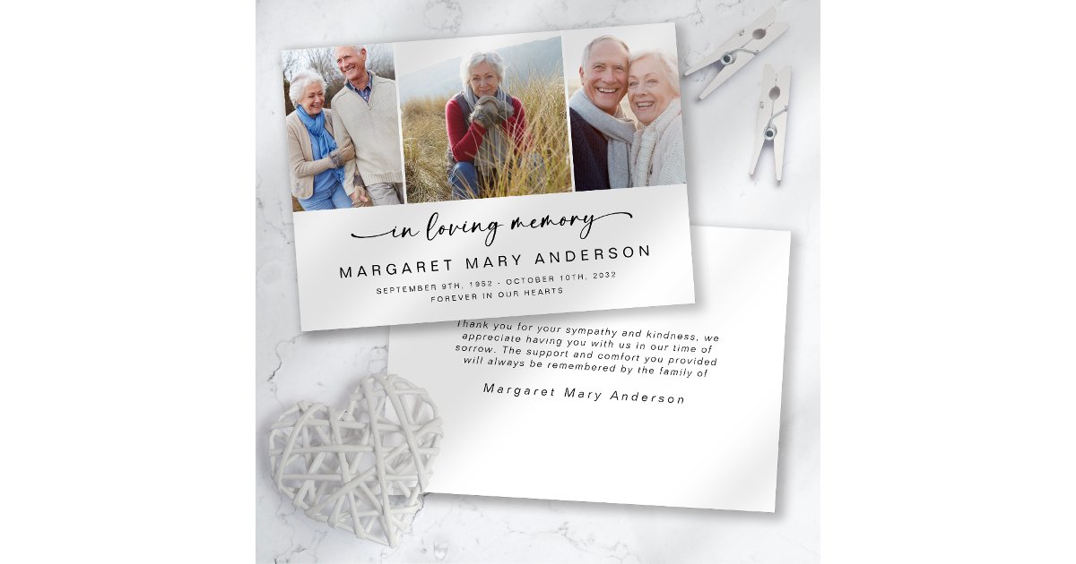 In Loving Memory Photo Funeral Sympathy Thank You Card | Zazzle