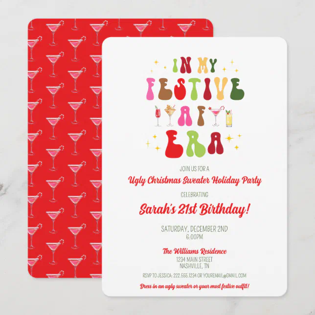 In My Festive AF Era Sassy Christmas 21st Birthday Invitation | Zazzle