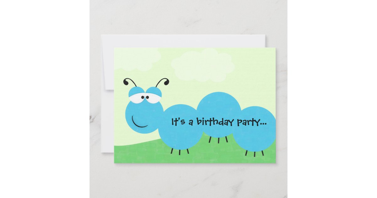 Inch Worm It's a Party Birthday Party Invitation | Zazzle