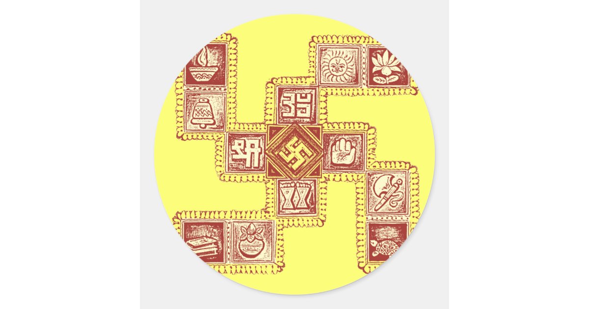 Indian Traditional Swastika Classic Round Sticker | Zazzle
