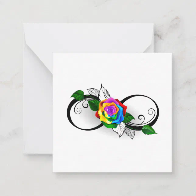 Infinity Symbol with Rainbow Rose Card | Zazzle