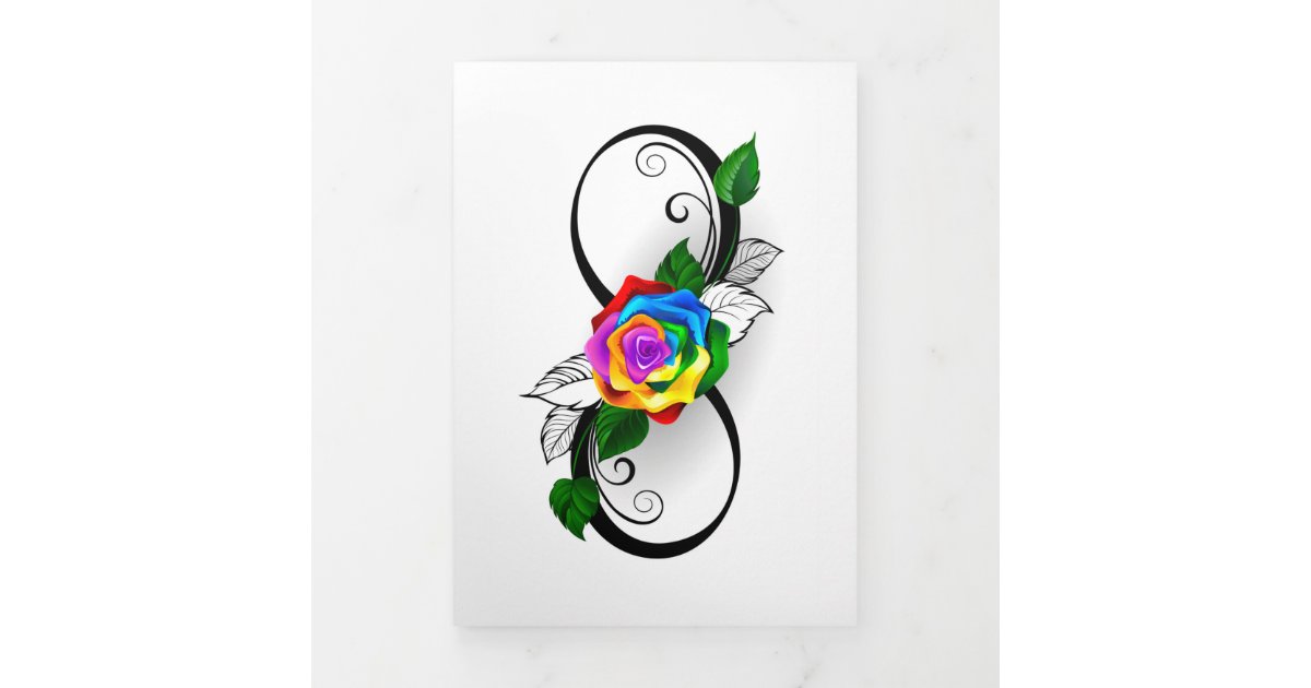 Infinity Symbol with Rainbow Rose Tri-Fold Invitation | Zazzle