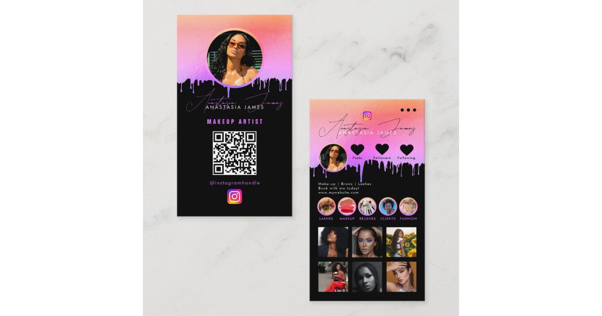 Influencer Photo Social Media QR Code Holographic Business Card | Zazzle