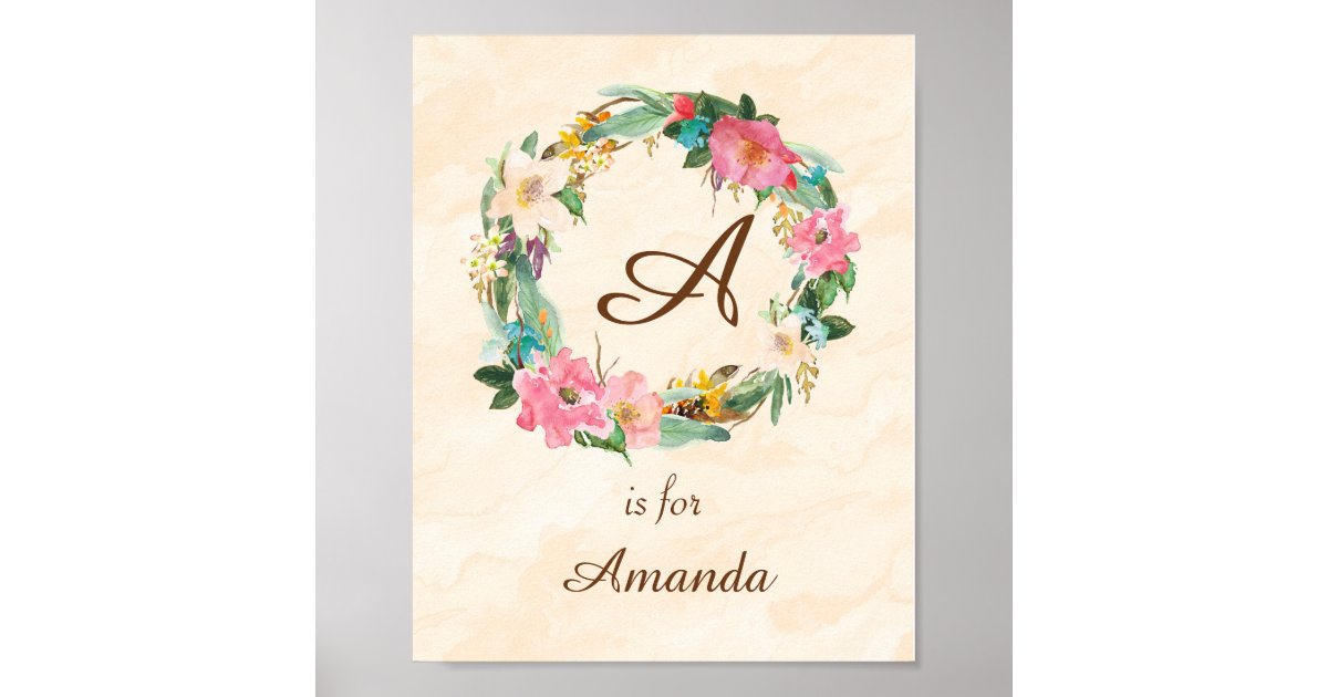 Initial Baby Name Monogram Art Print | Zazzle