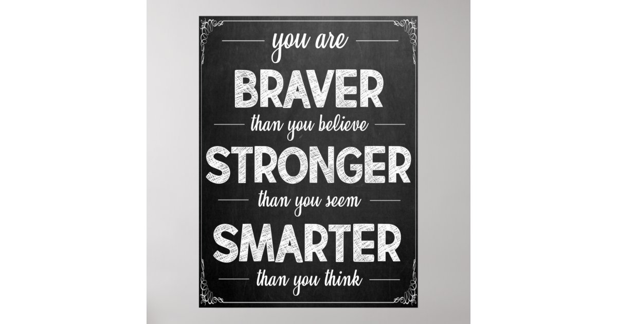 Inspirational Black and White Chalkboard Poster | Zazzle