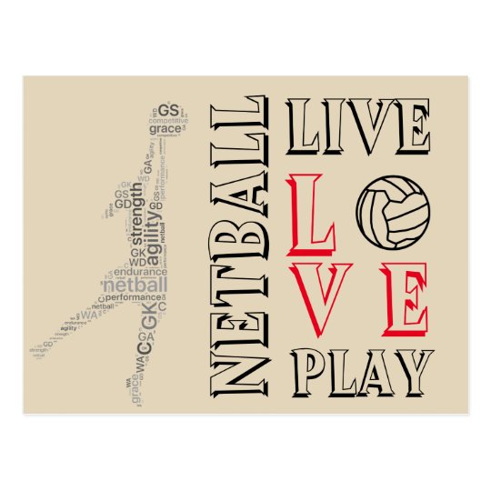 Inspirational Live Love Play Netball Quote Postcard | Zazzle.com.au