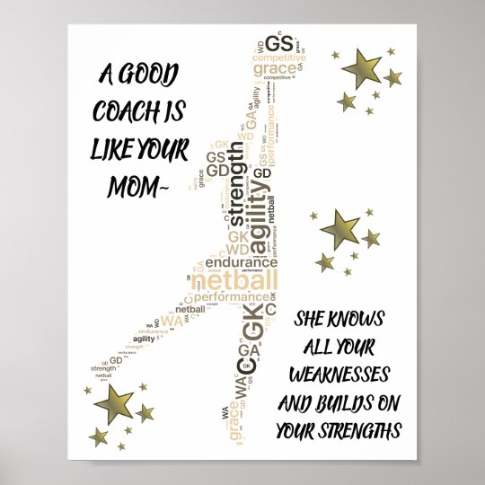 Inspirational Netball Coach Quote Poster | Zazzle.com.au