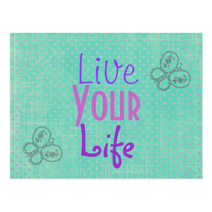 Inspirational Quote Butterflies and Polka dots Postcard | Zazzle.com.au