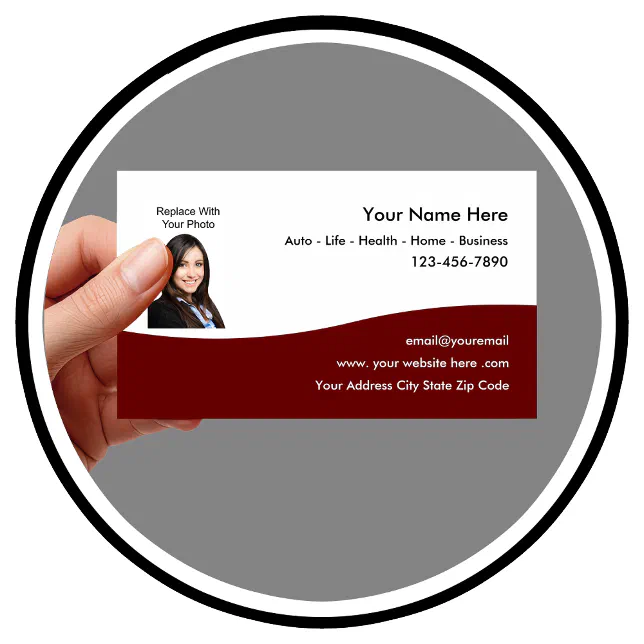 Insurance Agent Editable Photo Business Cards | Zazzle