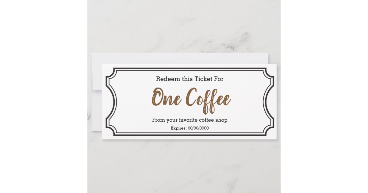 IOU Love Gift Ticket One Coffee editable | Zazzle