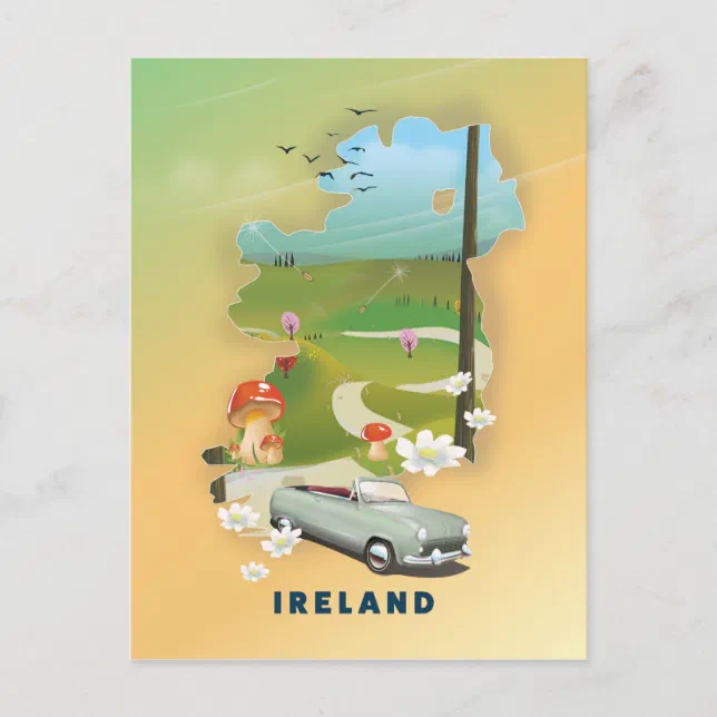 Ireland map vintage travel poster postcard | Zazzle