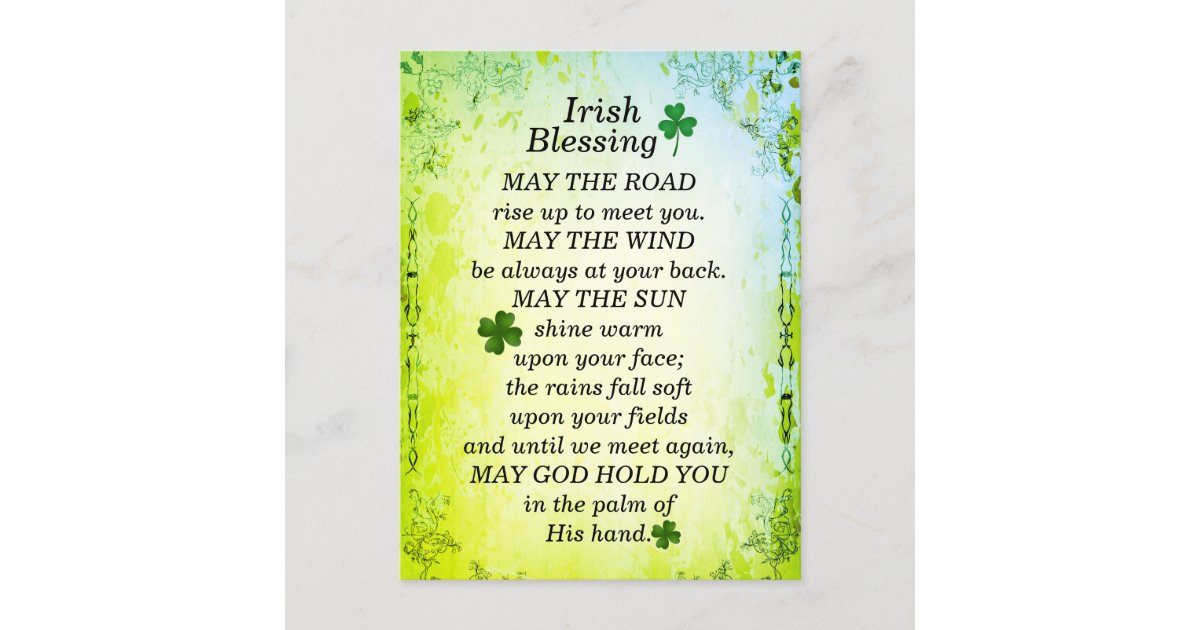 Irish Blessing, May the Road Rise Up to Meet You Postcard | Zazzle