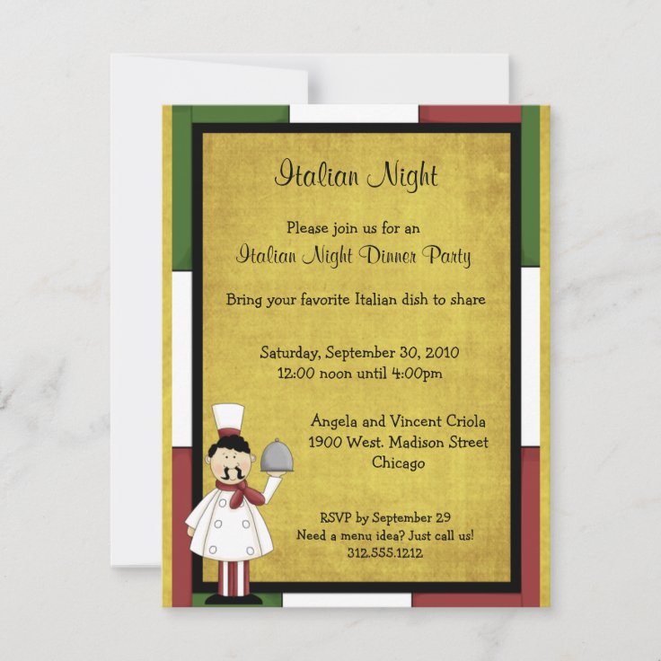Italian Night Dinner Party Invitation | Zazzle
