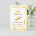 Italian Yellow Bow Cannoli Baby Shower Favour Thank You Card | Zazzle