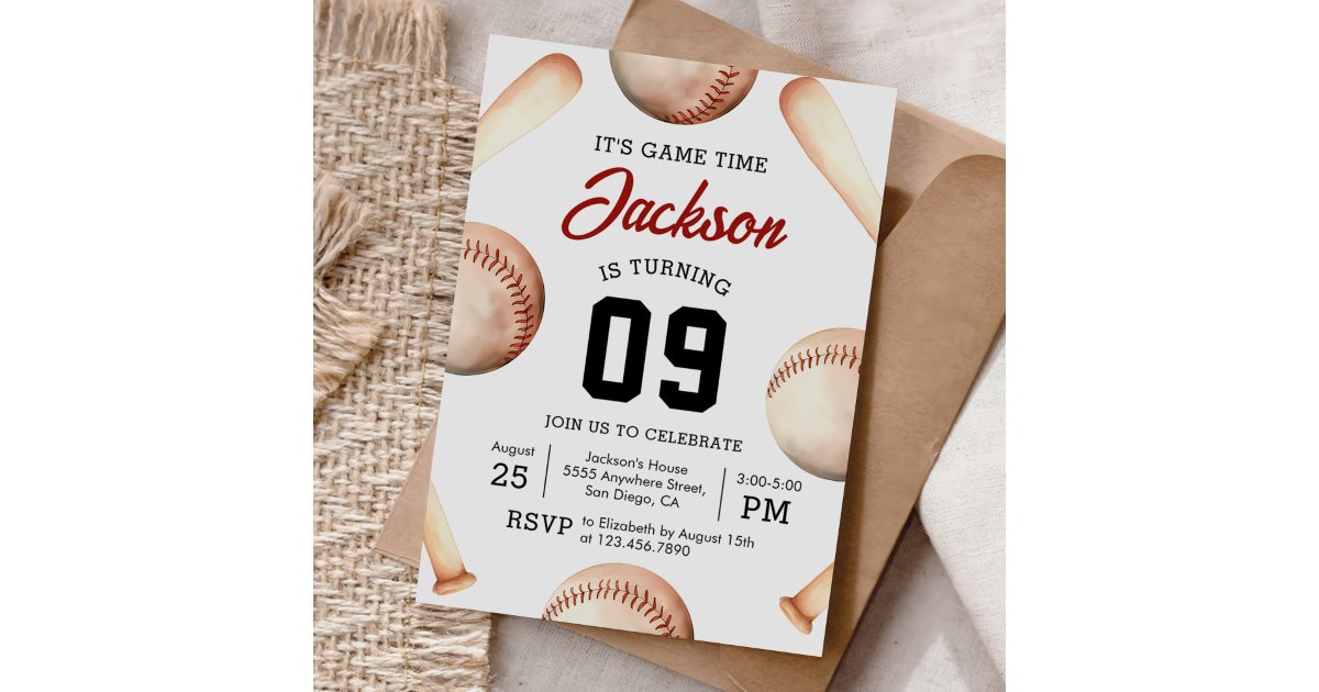 It's Game Time Baseball Birthday Party Invitation | Zazzle