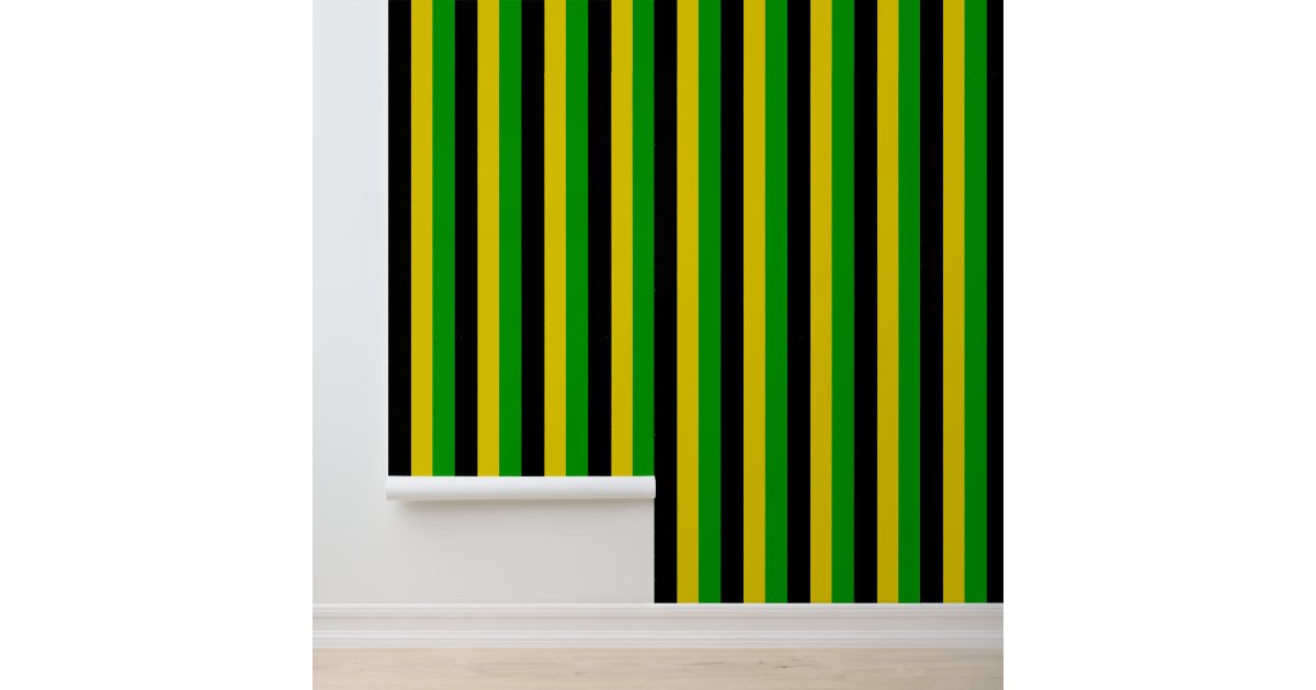 Jamaican Flag Colours Bold Striped Pattern Wallpaper | Zazzle