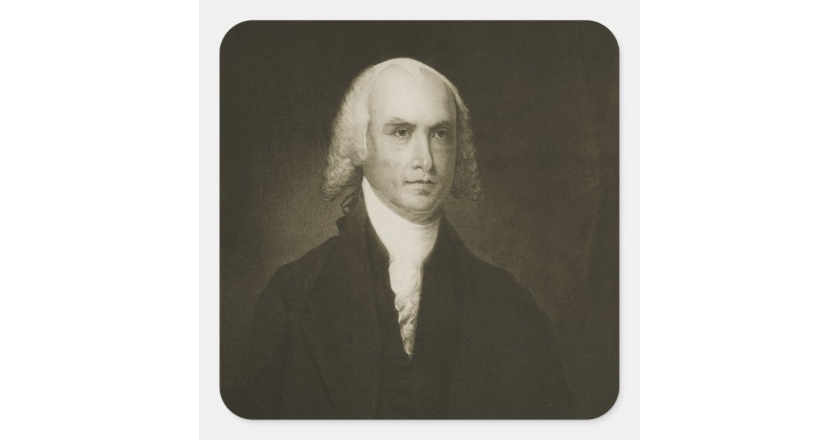 James Madison, 4th President of the United States Square Sticker | Zazzle