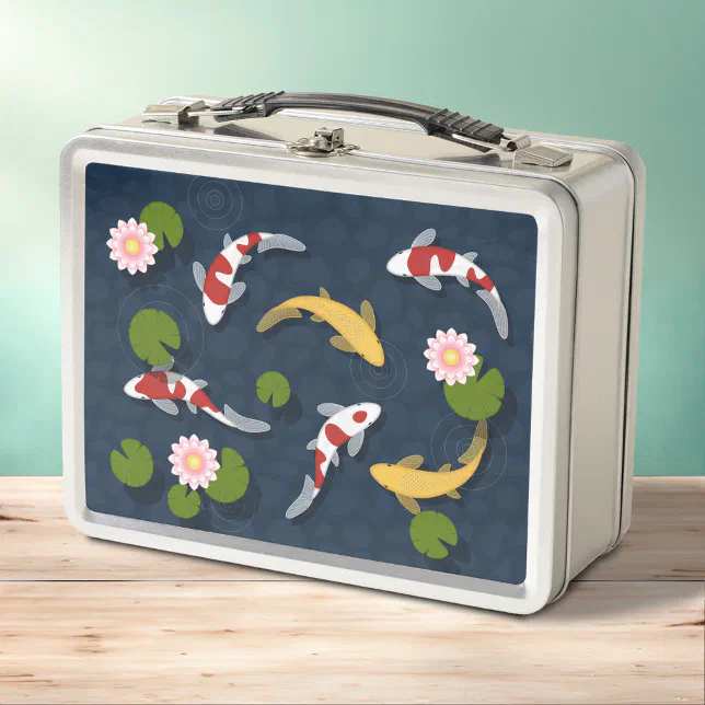 Japanese Koi Fish Pond Metal Lunch Box | Zazzle