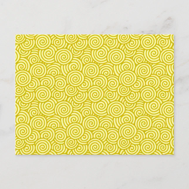 Japanese swirl pattern - mustard and light yellow postcard | Zazzle