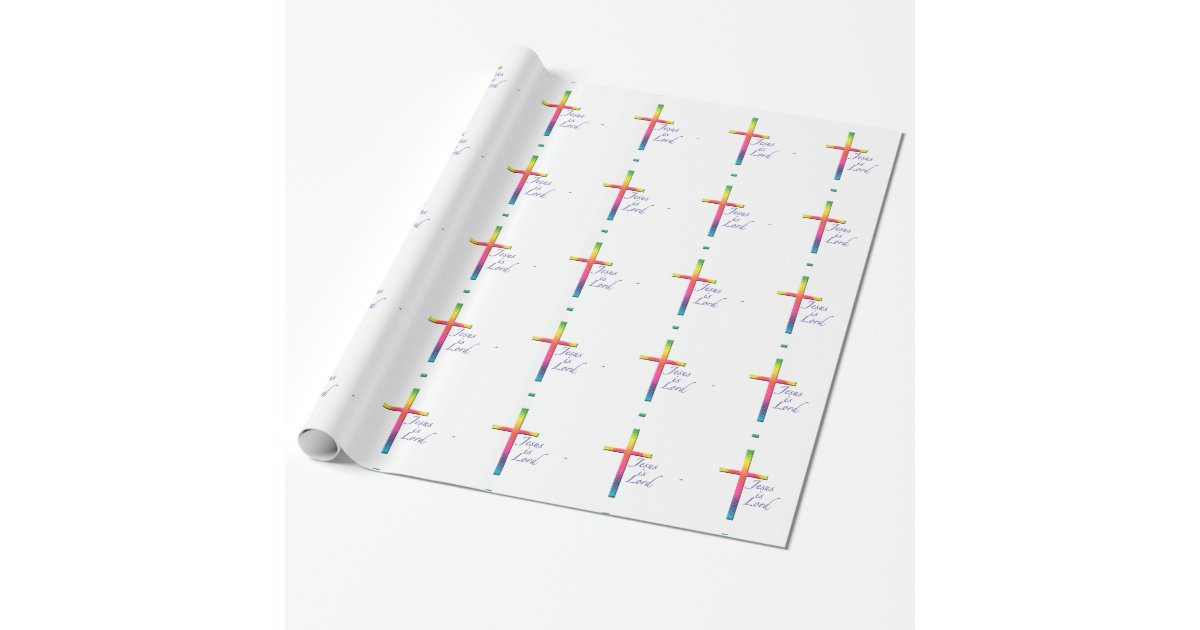 Jesus is Lord-Colourful Mosaic Cross Wrapping Paper | Zazzle