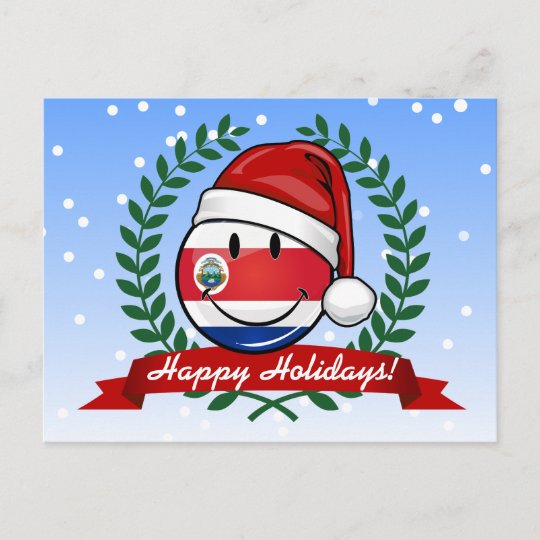 Jolly Smiling Christmas Costa Rican Flag Holiday Postcard | Zazzle.com.au