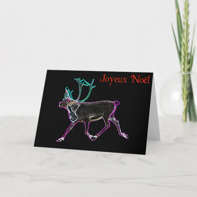 Joyeux Noёl - Electric Caribou Holiday Card | Zazzle