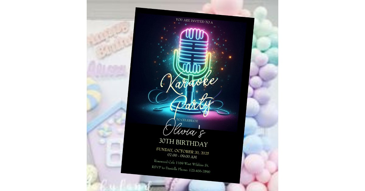 Karaoke Birthday Party Invitation | Zazzle
