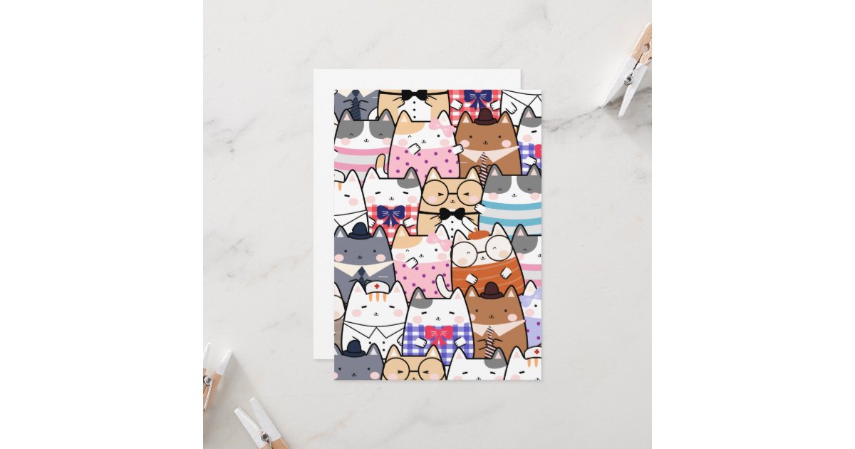 Kawaii Cute Cats Invitation | Zazzle