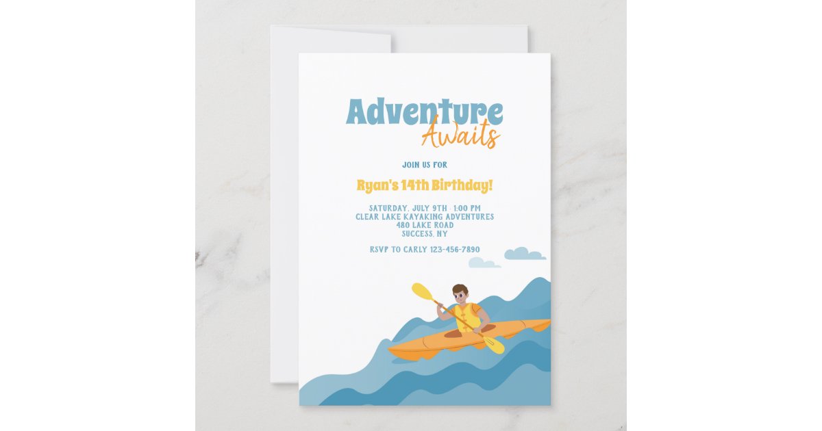 Kayak Birthday Invitation | Zazzle