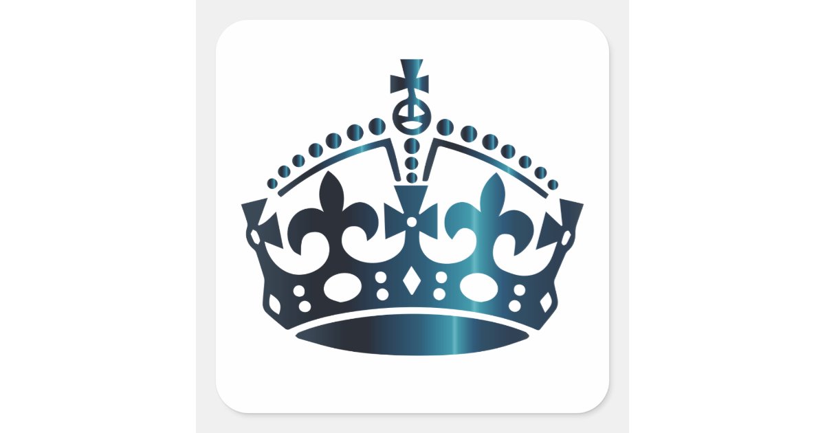 Keep Calm Dark Blue Crown - Change background Square Sticker | Zazzle