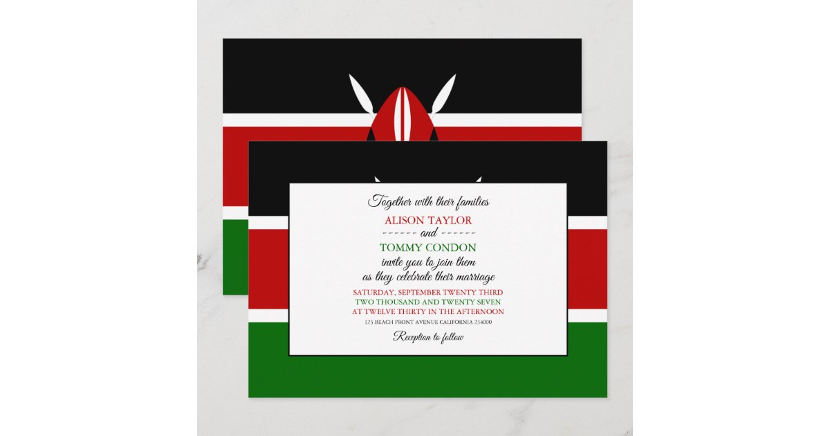 Kenyan Flag, Flag of Kenya Wedding Invitation | Zazzle