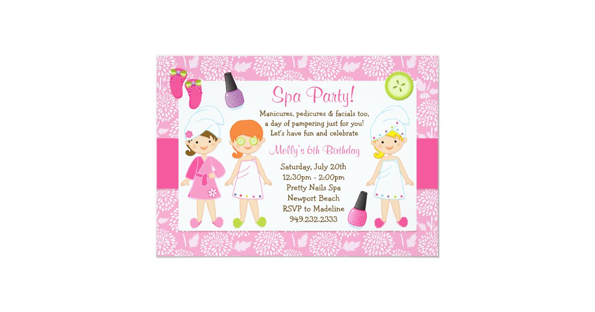 Kids Spa Birthday Party Invitation | Zazzle.com.au