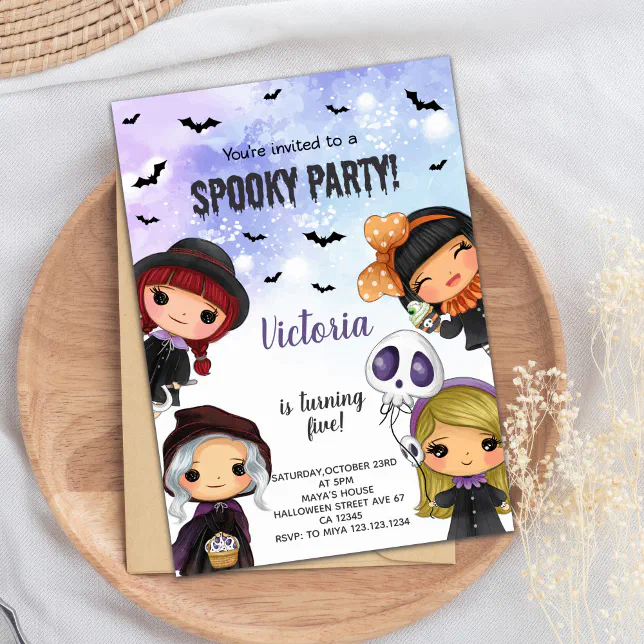 Kids Spooky Halloween Birthday Party Invitation | Zazzle