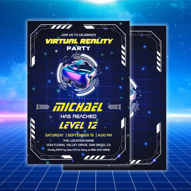 Kids VR Game Virtual Reality Birthday Party Invitation | Zazzle