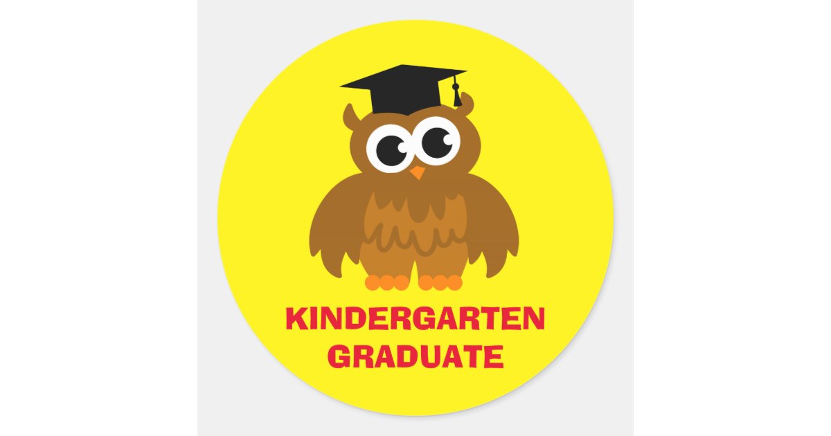 Kindergarten graduate stickers with cute owl | Zazzle