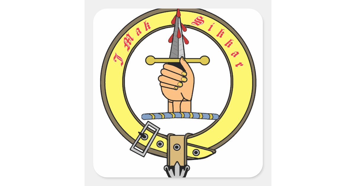 Kirkpatrick Kilpatrick Clan Badge Square Sticker | Zazzle