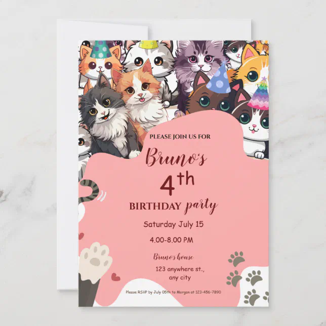 Kitten Birthday Invitation | Zazzle