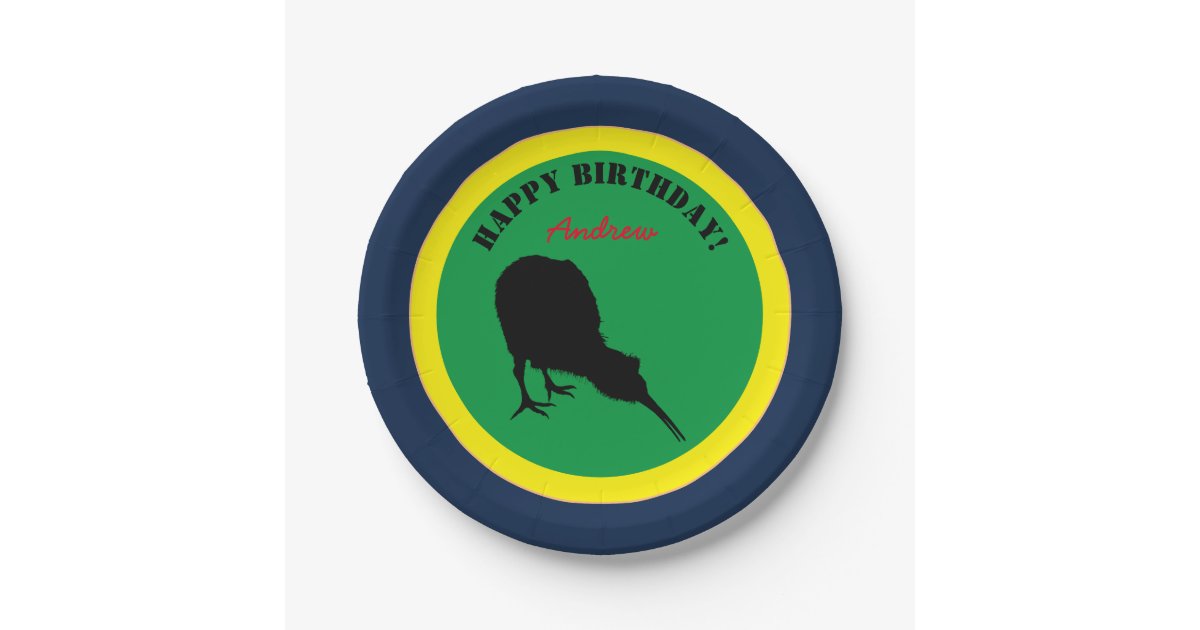 Kiwi Bird & Happy Birthday, New Zealand Party Paper Plate | Zazzle